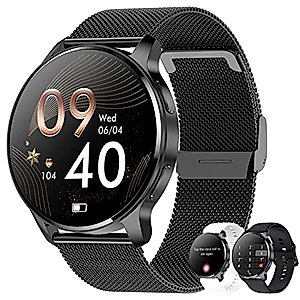 Smart Watch for Women(Make/Answer Call) Activity Fitness Tracker for Android iOS Phones AI Voice Control Smartwatch with Heart Rate Sleep Monitor Pedometer Digital Watch for Women Waterproof Blcak