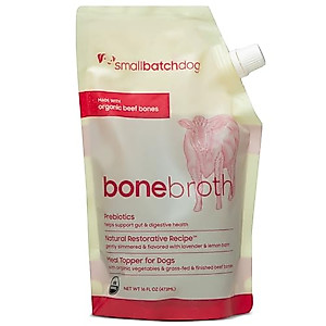 Smallbatch Pets Shelf Stable Bone Broth, Organic Beef Recipe with Prebiotics & Adaptogen-Inspired Ingredients, Topper for Dogs - 16 Ounce