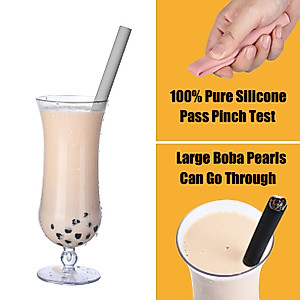 ALINK 8 Counts Reusable Silicone Boba Tea Straws with Brush