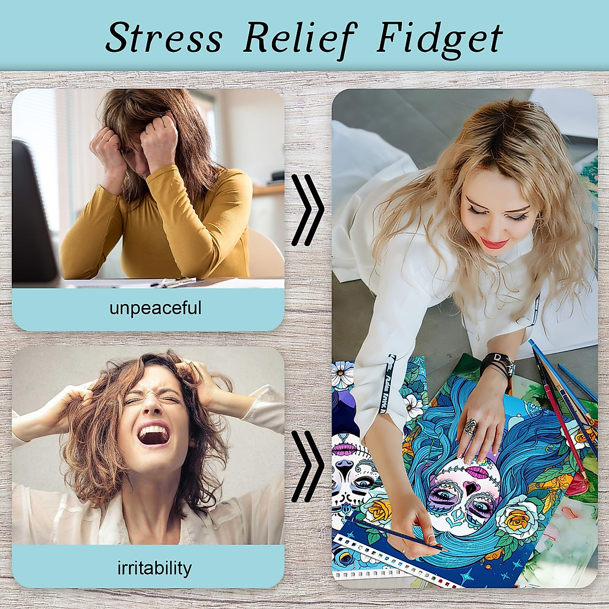 Sugar Skull Women Coloring Book for Adult Women Relaxation, Spiral Bound, Printed Single-Sided, Anxiety and Depression 24 Pages Coloring Book Arts and Crafts Sugar Skull Gift for Adult Women