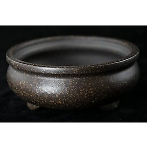 Vintage Round Zisha Bonsai Pot, Cactus & Succulent Planter, Accent Plants Vase + Mesh - 4.5"x 4.5"x 2"