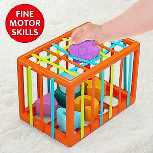 UNIH Baby Sensory Bin Toys for 1 Year Old Boy Girl, Montessori Baby Shape Sorter Toy with Textured Blocks and ABCs, Early Learning Developmental Gifts Toys, Baby Toys 6 to 12-18 Months