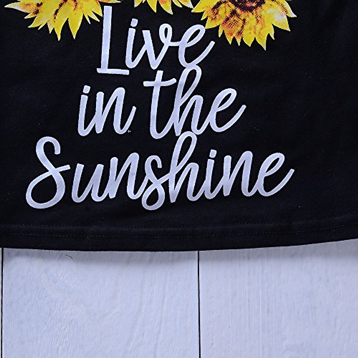 2pcs/Set Toddler Kids Baby Girl Sleeveless Floral T-Shirt Top Sunflower Denim Jeans Shorts Outfits 1-8T (Black a, 7-8 Years)