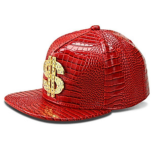 Hip Hop Hat,Flat-Brimmed Hat,Rock Cap,Adjustable Snapback Hat for Men and Women (red)