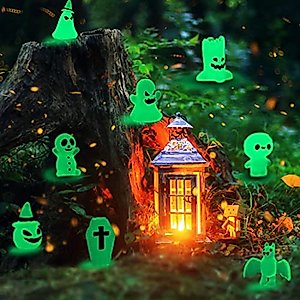 Luminous Ghost Tree Elves 18PCS Glow in Dark Statues Miniature Fairy Landscape Garden Decoration Outdoor Status Patio Lawn Yard Pot Kit and Home Ornament