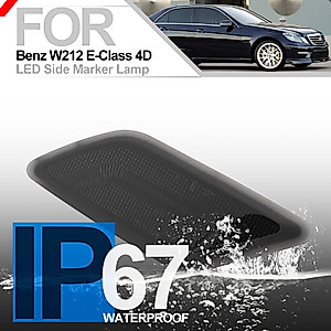 nsautolighting LED White Side Marker Lights Side Indicator Lamps for 2010-2013 Be'nz W212 E-Class 4D Sedan Wagons Smoked Lens White LED Front Bumper Side Marker Light Replace OEM Sidemarker Lamps