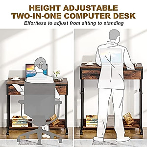 Tribesigns Portable Desk with Drawers, Mobile Laptop Desk with Wheels, Couch Desk Sofa Side Table Bed Desk, Small Standing Desk for Home Office