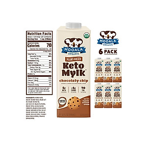 Mooala – Organic Chocolaty Chip Keto Mylk, 1L (Pack of 6) – Shelf-Stable, Non-Dairy, Gluten-Free, Soy-Free, Plant-Based Milk With < 1g Carb per Serving