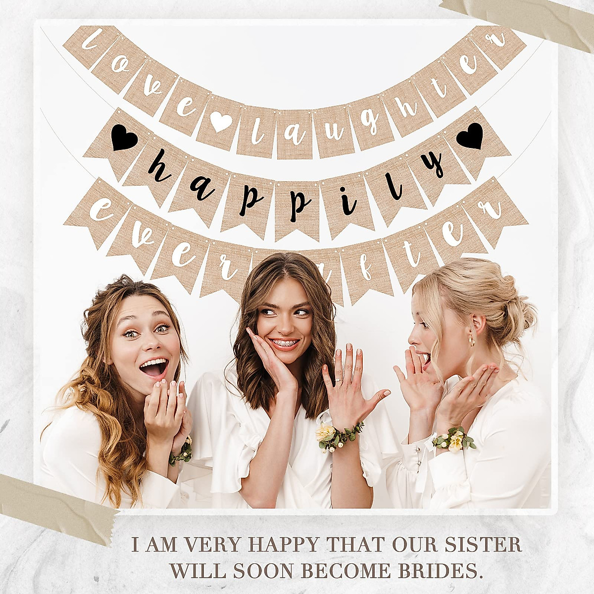 Love Laughter and Happily Ever After Burlap Banner 3 Pcs Bridal Shower Banner Engagement Decorations Wedding Shower Banner Bridal Party Sign Rustic Bunting Garland for Wedding Party Favors Supplies