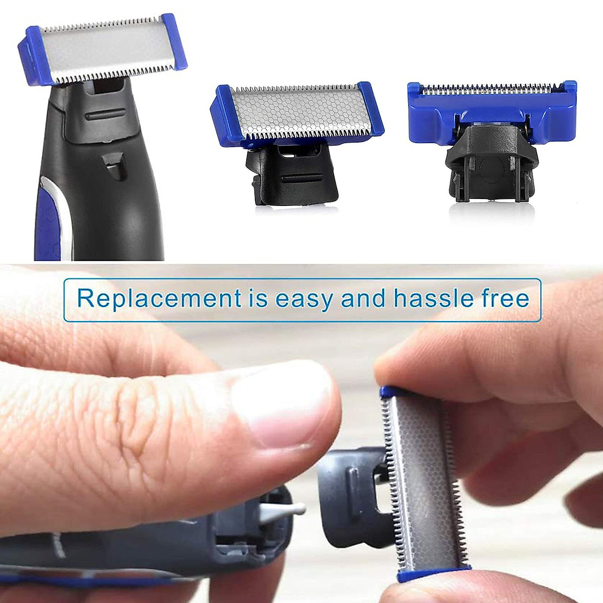 4PCS LinMei Solo Replacement Heads Compatible for 1st Generation Microtouch Solo Mens Shaver with Shaver Charging Cable for Electric Trimmer