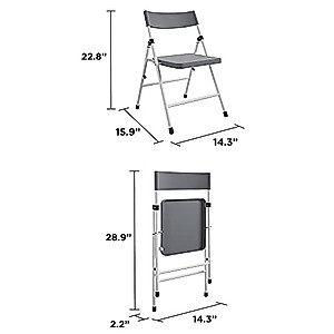 COSCO Kid's Pinch-Free Resin Folding Chair, Gray & White, 4-Pack, Easy to Clean, Multi-Purpose, No Assembly Required, Portable, for Snacking, Homework, & Games, Cool Gray