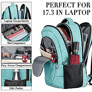 BIKROD Teal Backpack for Women and Men, Extra Large School Backpacks for Teens, Water Resistant Back Pack with USB Charging Port Fits 17 Inch Laptop, Business Anti Theft Durable Computer Bag Gifts