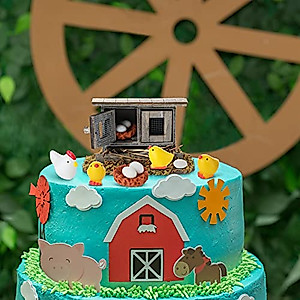 30 Pieces Miniature Retro Wooden Chicken Coop Mini Family Chicken Easter Figurines Tiny Hen Chick Egg Chicken Nest for Garden Micro Landscape Home Terrarium Crafts Cake Toppers Easter Decorations