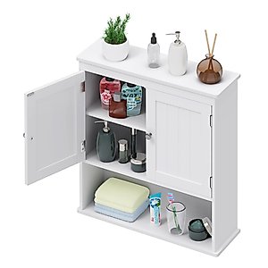 Bathroom Wall Cabinet, Toilet Storage Cabinet with Adjustable Shelf, above Toilet Storage Cabinet, Bathroom Cabinet Wall Mount, Hanging Medicine Cabinet for Entrances, Kitchen, Living Room,White