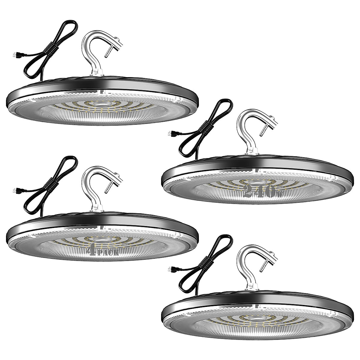 bulbeats 240W LED High Bay Light 36000lm (Eqv.1000W MH/HPS) 5000K ETL Listed High Bay LED Light, AC100-277V UFO Lights-4Pack 𝟓𝐘𝐫𝐬 𝐖𝐚𝐫𝐫𝐚𝐧𝐭𝐲