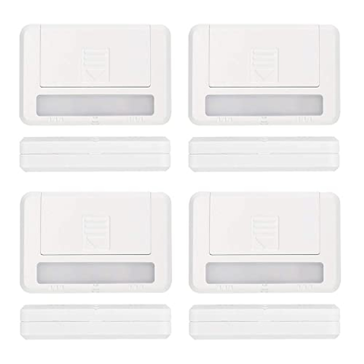 Amagle 4 Pack Magnetic Door Open Sensor Cupboard Drawer Closet Light Battery Operated Automatic Turn On Cabinet Light Stick Led Puck Lights Lighting for Wardrobe Kitchen Basement Trunk