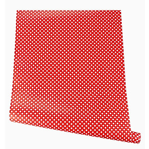 GLOW4U Self Adhesive Vinyl Red Polka Dot Contact Paper Shelf Drawer Liner Cabinets Dresser Furniture Liner Sticker Wall Crafts Decal Film 17.7X78.7 Inches