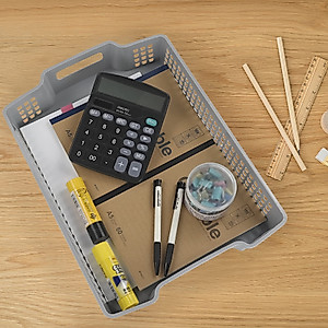 Ramddy 6 Pack Stacking A4 Paper Storage Basket Tray, Grey