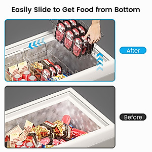 SUZLON Freezer Baskets for Chest Freezer, Adjustable Deep Freezer Organizer Bins, Expandable Freezer Organizer Bins, Stainless Steel Over the Sink Dish Drying Rack for Kitchen