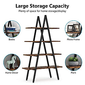Tribesigns 4-Tier Bookshelf, A-Shaped Bookcase 4 Shelves Industrial Ladder Shelf Open Display Shelves Book Storage Organizer for Living Room, Home Office