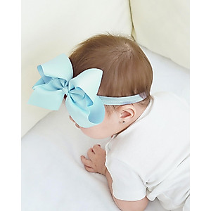 jollybows 20pcs Baby Girls Grosgrain Ribbon Hair Bows Headbands 6" Elastic Hair Band Hair Accessories for Infants Newborn (Multicoloured 6“ Bows Elastic Headband)