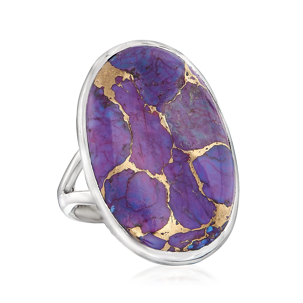 Ross-Simons Oval Purple Turquoise Ring in Sterling Silver. Size 8