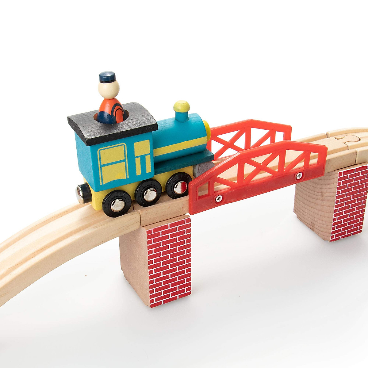 CCC Wooden Train Red Brick Risers 8 Pack Accessory Set - Compatible with Most Wooden Train Sets!