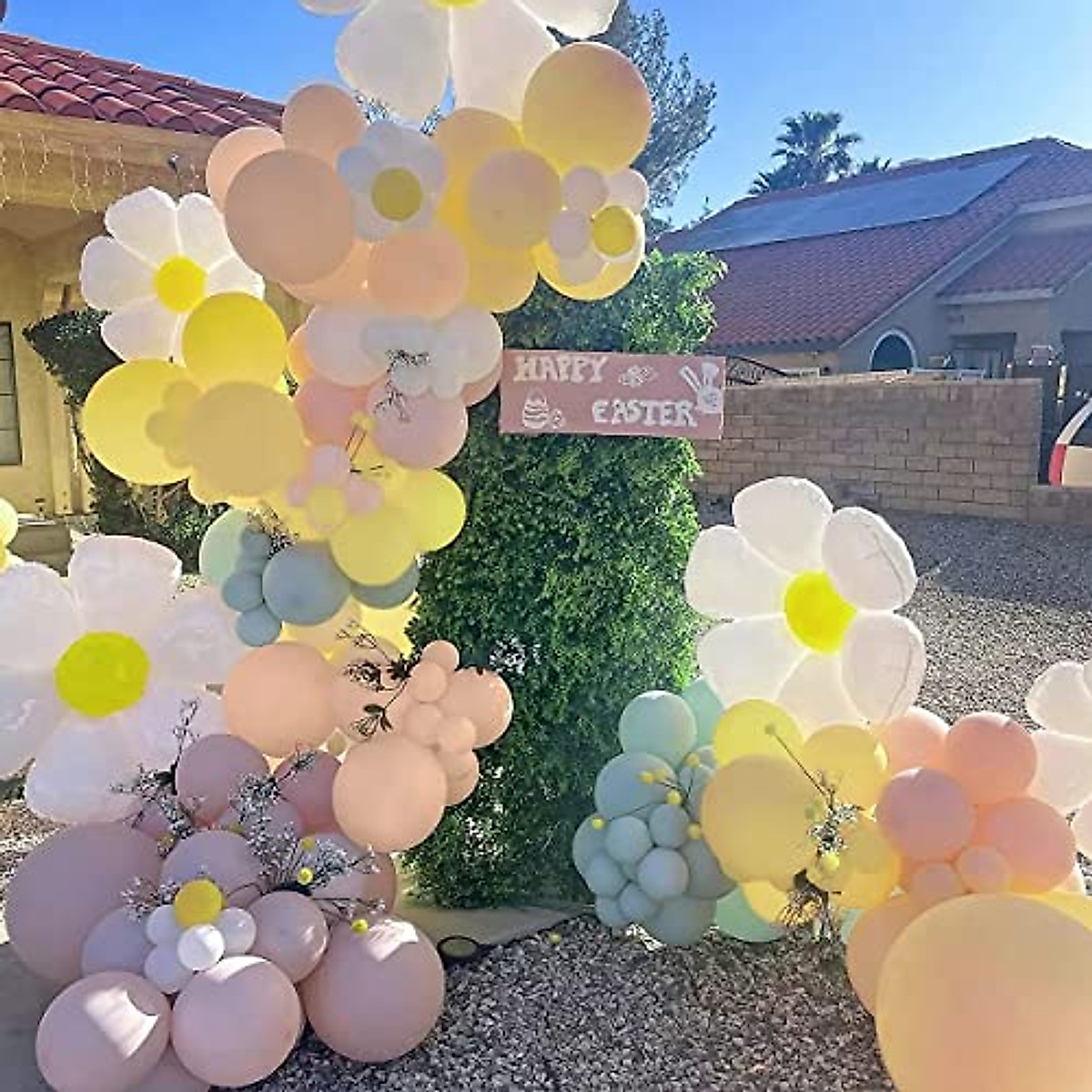 Pastel Balloons Garland Arch Kit-White Groovy Daisy Flower Macaron Pastel Rainbow Balloons for Baby Shower Daisy Theme Wedding Girls Birthday Boho Party Decoration