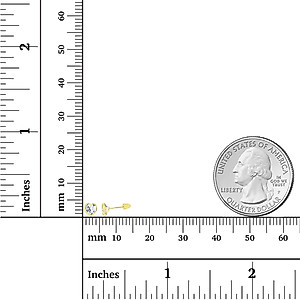 Solid 14K Yellow Gold 4mm Heart Shaped Cubic Zirconia Diamond Cut Bezel Screw Back Stud Earrings, 4mm