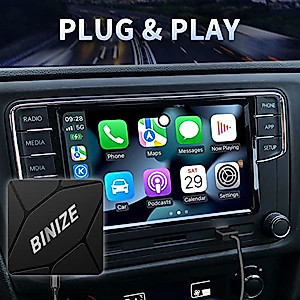 Binize Wirelss Carplay Adapter, 2023 Newest Carplay Wireless Dongle for Factory Wired CarPlay Cars to Convert Wired to Wireless, Plug&Play, Latest BT 5.2, Fast WiFi 5.8GHz, USB/Type-C 2Cables