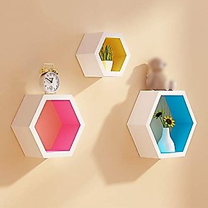 PIBM Stylish Simplicity Shelf Wall Mounted Floating Rack Wooden Background Wall Photos Living Room Creative,9 Colors Avaliable, Multicolor