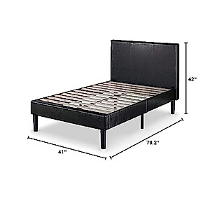Zinus Gerard Faux Leather Upholstered Platform Bed Frame / Mattress Foundation / Wood Slat Support / No Box Spring Needed / Easy Assembly, Twin