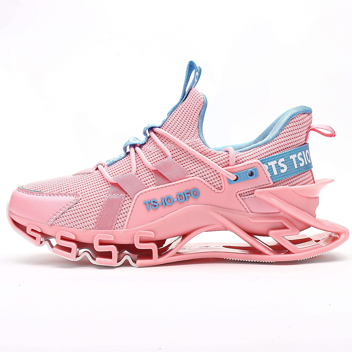 TSIODFO Sneakers for Women Slip on Athletic Running Walking Shoes Breathable Comfort Runner Gym Workout Tennis Shoe Pink Blue Size 8.5