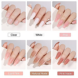 GAOY Poly Gel Nail Kit with U V Light Starter Kit, 6 Pcs Builder Gel Nail Extension Kit for Beginners with Everything Nail Art DIY