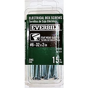 Electrical Box Screws, 6-32 x 2in, 15 Pack