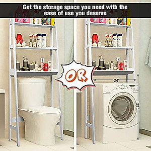 DORTALA 3-Shelf Over-The-Toilet Storage Rack, Free Standing Bathroom Organizer, Multifunctional Bathroom Space Saver, Long-Lasting & Lightweight Deign, Stylish Look Fit Any Room, White
