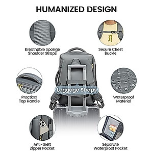 LOVEVOOK Carry On Backpack, 40L Airline Approved Travel Backpack for Women as Personal Item, Expandable 17 inch Laptop Backpack, Large Casual Daypack Waterproof Luggage Suitcase with Toiletry Bag