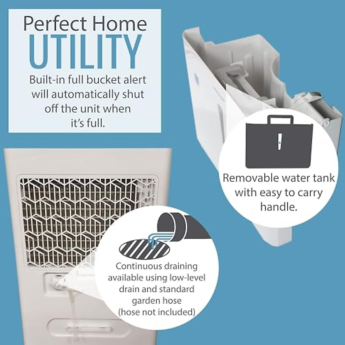 Keystone 50 Pint Dehumidifier Electronic Controls, White (KSTAD504E)