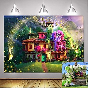 Magic Movie Backdrop Magical Floral House Butterfly Background for Kids Birthday Party Supplies Decorations Movie Poster for Nursery Decor (6X4FT)