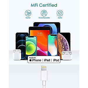 Charger for iPhone 12/13【MFi Apple Certified】, PD 20W Fast Charger with 6FT Fast Charging Cord, USB C Charger Block & Fast SATA Cable for iPhone 12/13/iPad/iPod/Air Pods & More