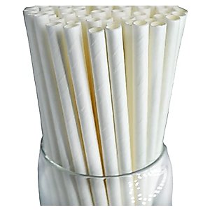 Roc Paper Straws Biodegradable White Paper Straws, Unwrapped (300)