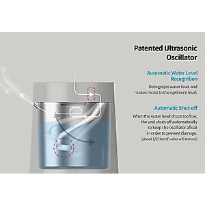 Carepod One 31S Stainless Steel Ultrasonic Cool Mist Humidifier Whisper-Quiet Easy Clean for Large Room 1gal (4liter), Only 3 Washable Parts, Auto Shut-off