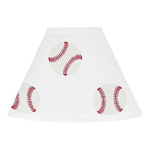 Sweet Jojo Designs Red and White Lamp Shade for Baseball Patch Sports Collection
