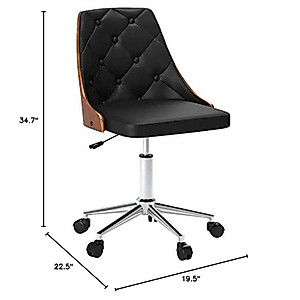 Armen Living Diamond Office Chair in Black Faux Leather and Chrome Finish