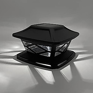 JOHOO Fence Post Cap Solar Lights, 6 PK Cool White LEDs Outdoor Deck Lamp Fits 4x4 5x5 6x6 Wooden Posts Waterproof for Deck, Patio, Garden, Yard Decoration