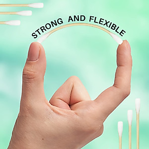 R-NEU 400 Bamboo Cotton Swabs, Dual Tipped, 3 Inch 100% Biodegradable Natural Cotton Qtips for Ears, Makeup, Cleaning, Home, Baby Care (400 Count)