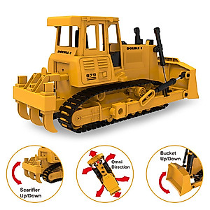Mostop RC Bulldozer 2.4G RC Loader Tractor Crawler Bulldozer Remote Control Construction Vehicle for Kids