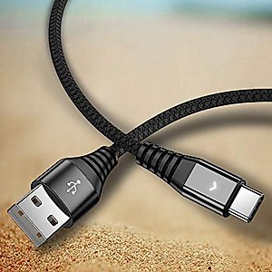 IFLASH Nylon Braided USB Type C Cable, USB A 2.0 to USB-C Fast Charger Cord for Samsung Galaxy S10 S9 S8 Plus Note 10 9 8, Moto Z, LG V30 V20 G5 2018 Mini Active Pro (Black, 6 Feet)