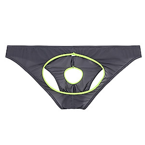 ZONBAILON Mens Sexy Sheer See Through Underwear Briefs Ultra Thin Front Opening Bikini Low Rise Jockstraps Grey M