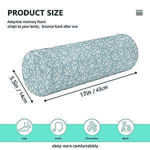 Vnurnrn Doggy Paw Print Neck Support Pillow Round Neck Roll Bolster Cylinder Pillow Cervical Pillows Shoulder Pillow for Leg Knee Back Head Support for Adults Bedroom Camp Work